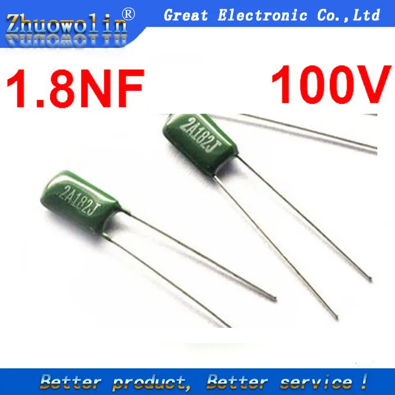 50PC/Lot 2A182J 100V 1.8NF Polyester film capacitors|polyester film ...