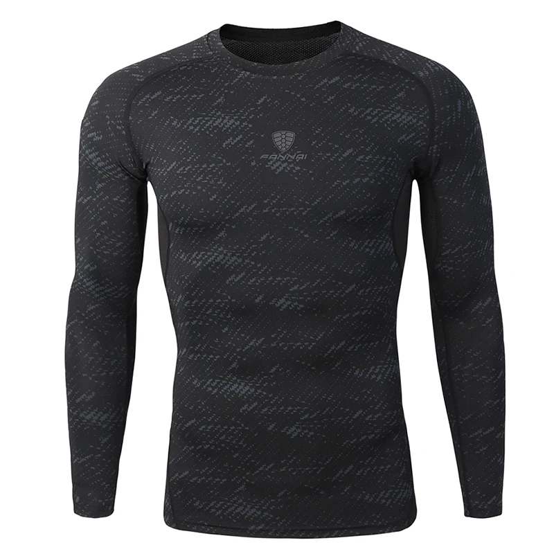 Quick Dry Slim Fit Tees Men Patchwork T Shirts Compression Shirt Tops