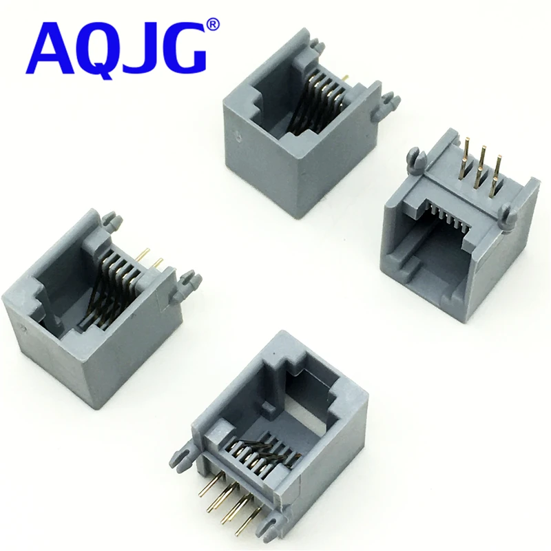 100PCS-Lot-RJ12-RJ11-Socket-Telephone-90-Degrees-6Pin-Crystal-Female ...