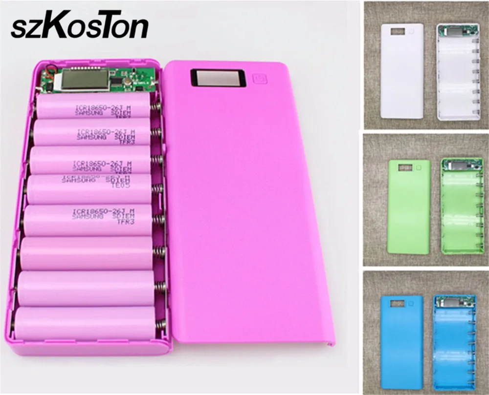 New DIY 8x18650 Portable Battery Power Bank Shell Case Box LCD Display ...