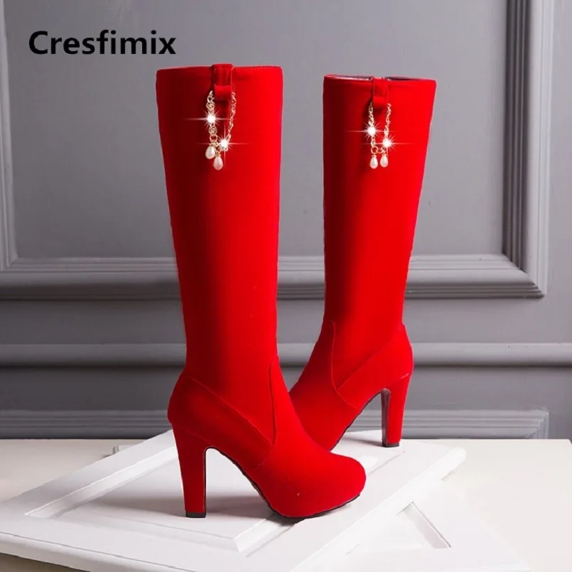 Cresfimix 2018 women fashion comfortable red high quality high heel ...