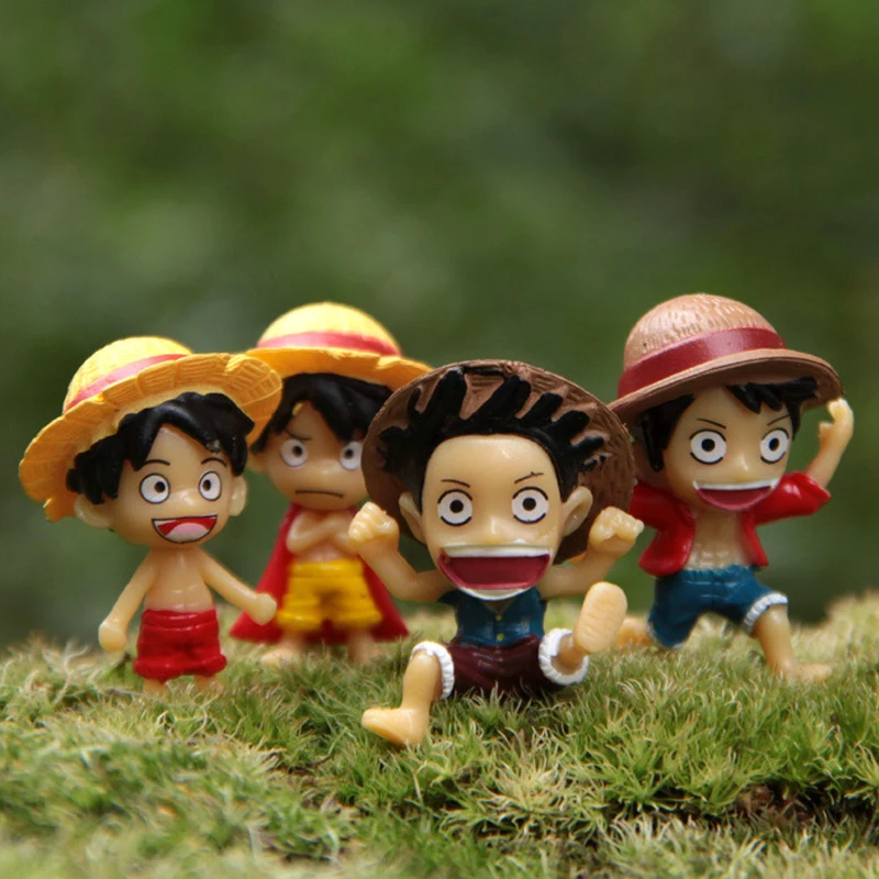4pcs/lot Anime One Piece Luffy Mini Figure Kawaii Monkey D. Luffy PVC ...
