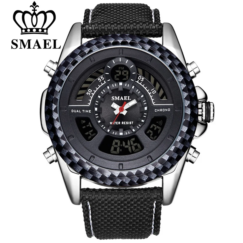 Smael Men Sports Watches Mens Led Analog Digital Led Watch Male Army ...