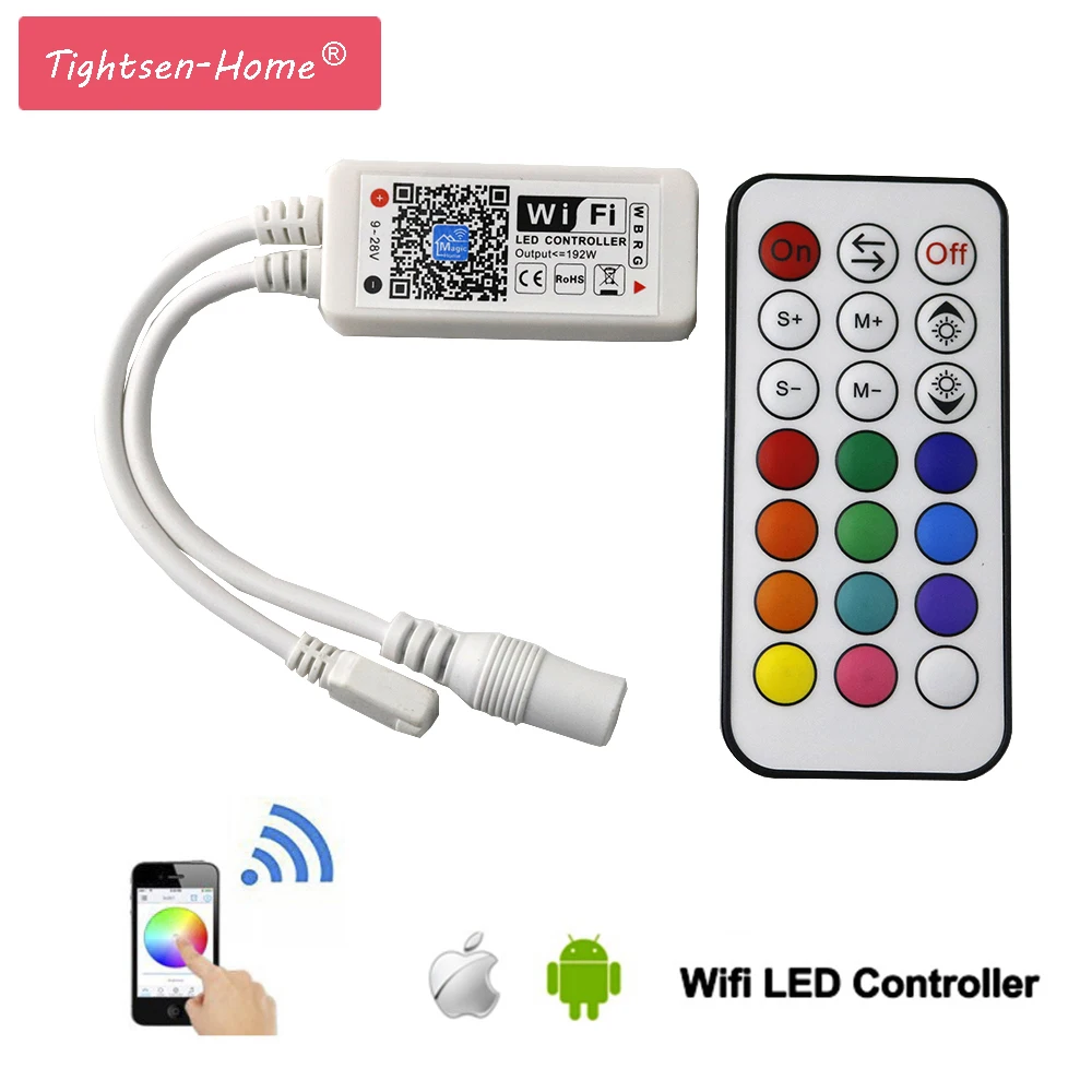 Minicontrolador LED RGBW con WiFi, DC9 28V, iOS, Android, APP, 21 ...