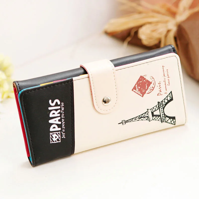 Fashion Paris Tower Landscape Women Wallet with Hasp PU Leather Long ...