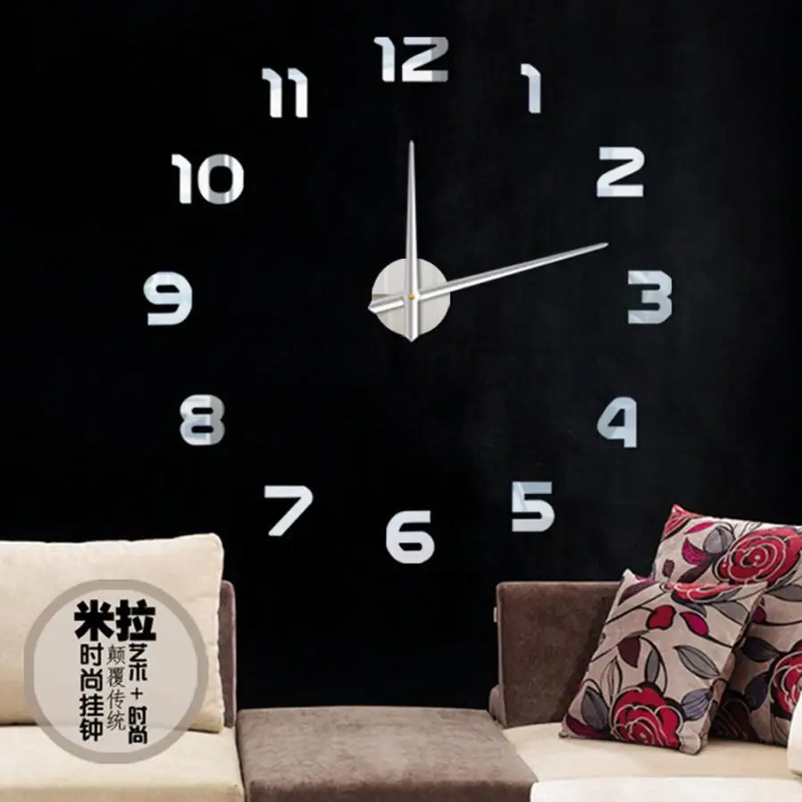 Модные Diy большие 3d зеркальные настенные стикеры большие домашние декоративные часы