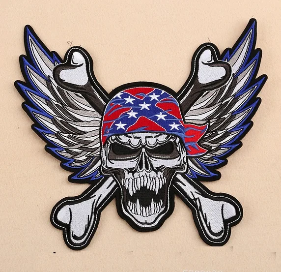 Extra large US Flag skull iron on patch diy 28.1x26.7cm|Patches ...