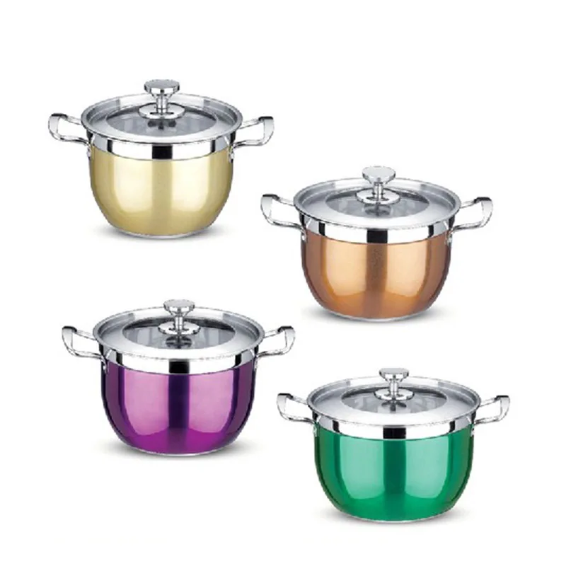 Stainless Steel Color Cooking Pots Cookware Kitchen Pots Set on ...