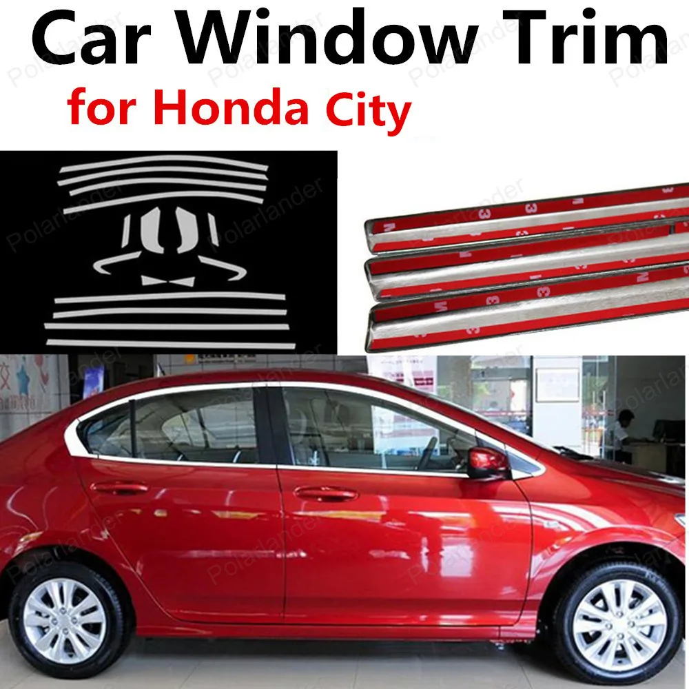 Car Exterior Accessories Window Trim For H onda City Stainless Steel ...