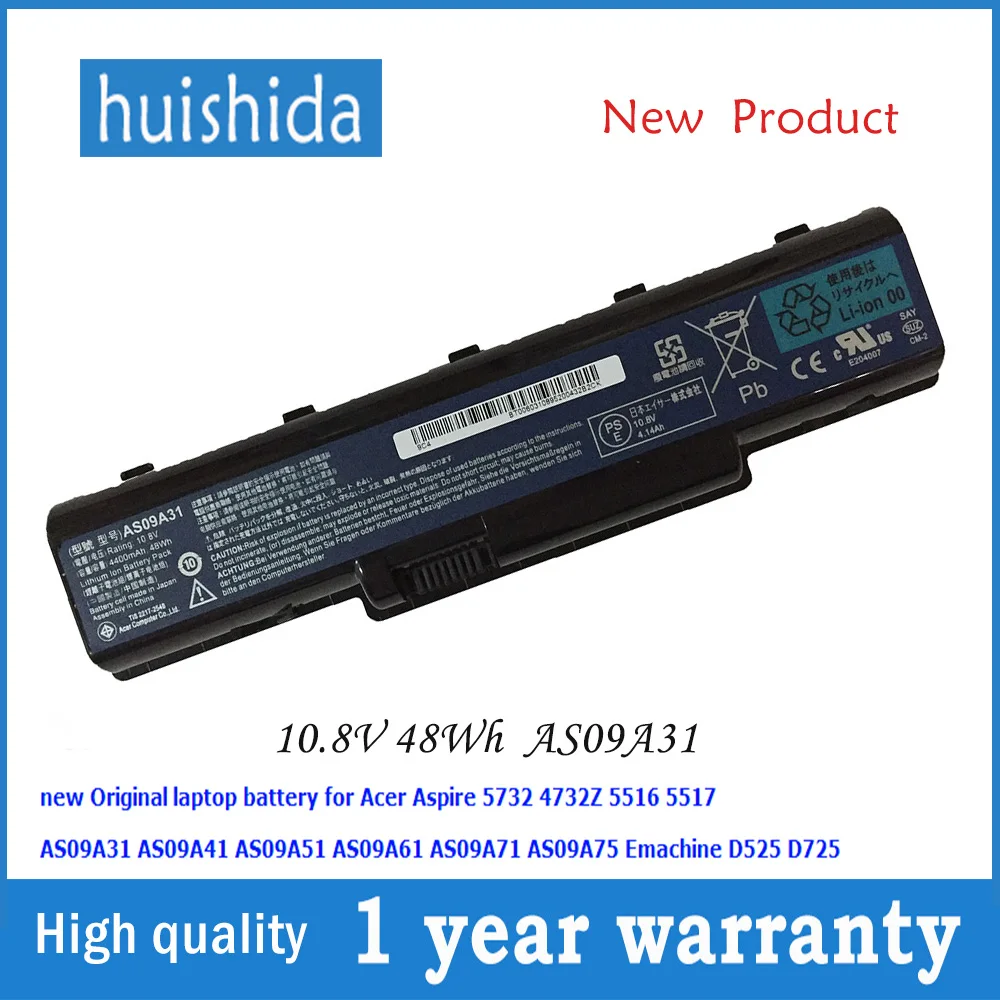 10.8 V 48wh AS09A31 New original laptop battery for Acer aspire 5732 ...