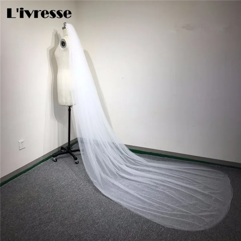 Double Layers Simple 3 Meters Cut Edge Long Bridal Veils With Comb 2 ...