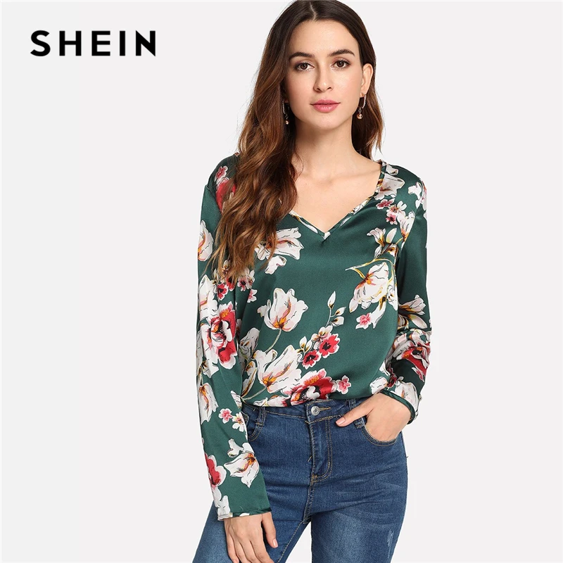 Buy Shein Green Weekend Casual Elegant Office Lady