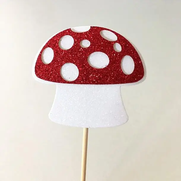 50 pcs Design Bonito Glitter Cogumelo Coco Do Cupcake Topper Do Bolo da ...