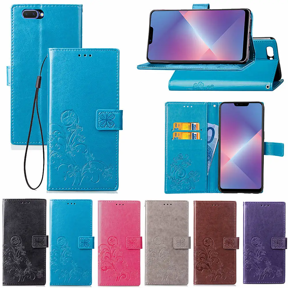 For OPPO A5 Leather Flip Wallet Case for OPPO A5 2018 Soft Silicone ...
