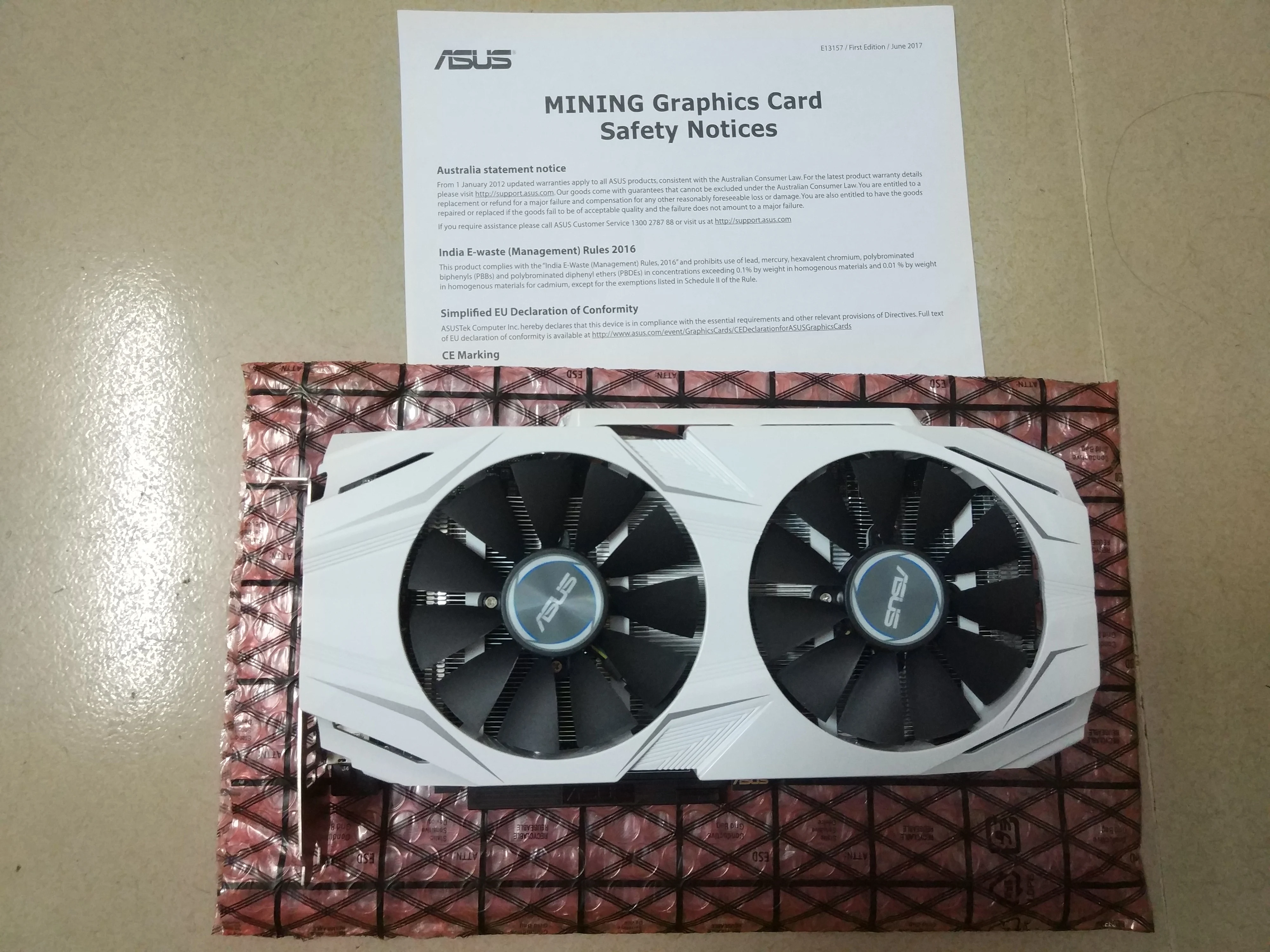 ASUS P106 100 6gb mining graphics card without display interface ...