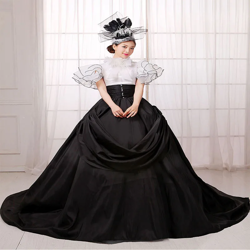 Free Shipping 206 Black/White Short Sleeve Medieval Renaissance ...