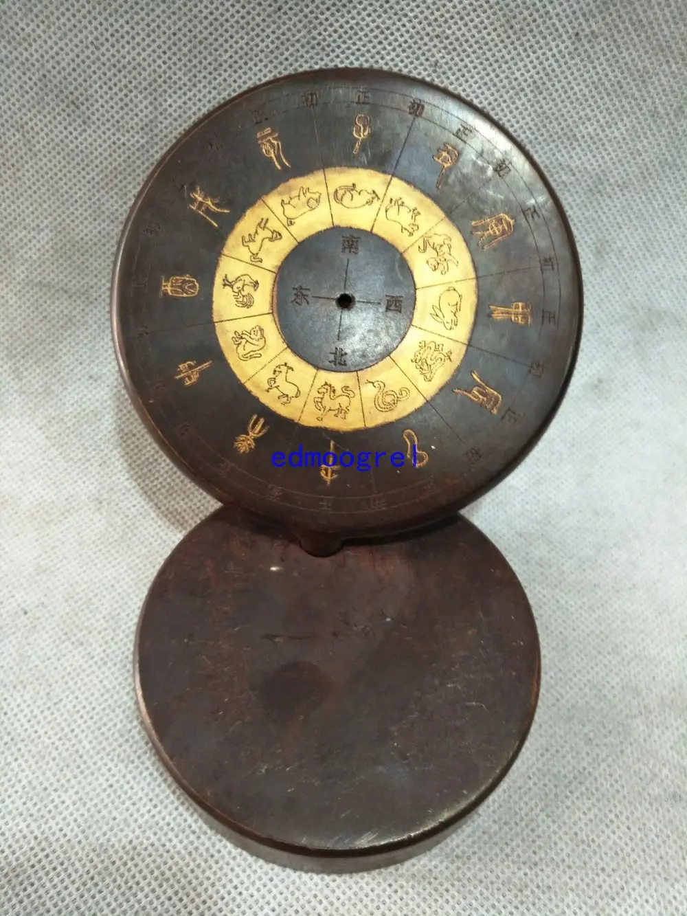 Rare Old Chinese Feng shui brass compass statue / Sculpture,with mark ...
