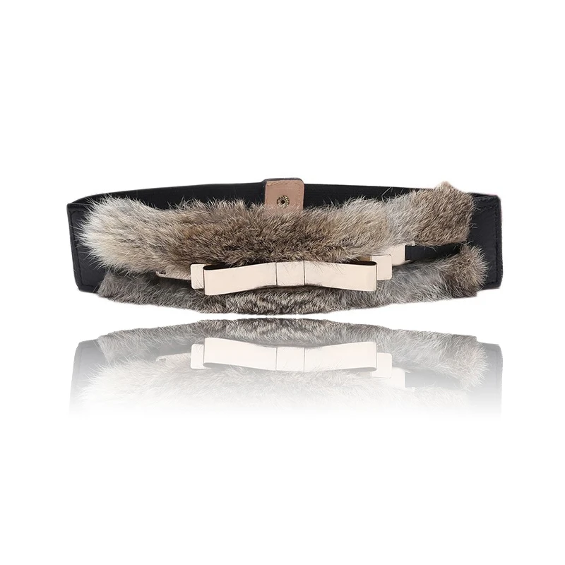 New Women's Luxury Real Rabbit fur Belt Winter All Match Cintos ...