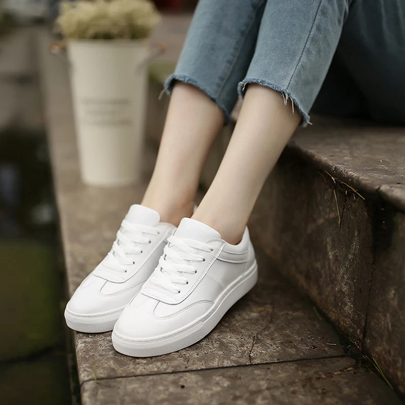 LVABC/женские белые кроссовки из натуральной кожи на плоской подошве ...