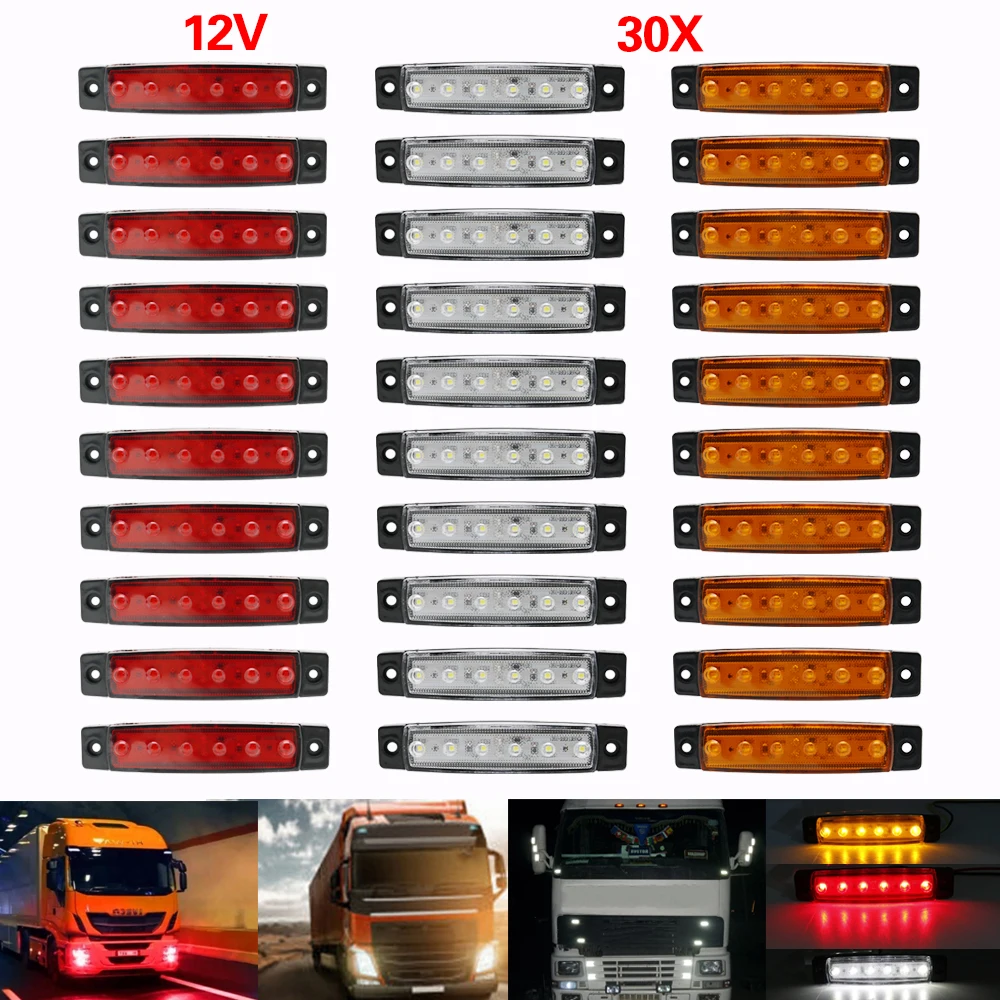 10X-12V-24V-6-LED-Car-Truck-Bus-Trailer-Side-Marker-Indicators-Lights ...