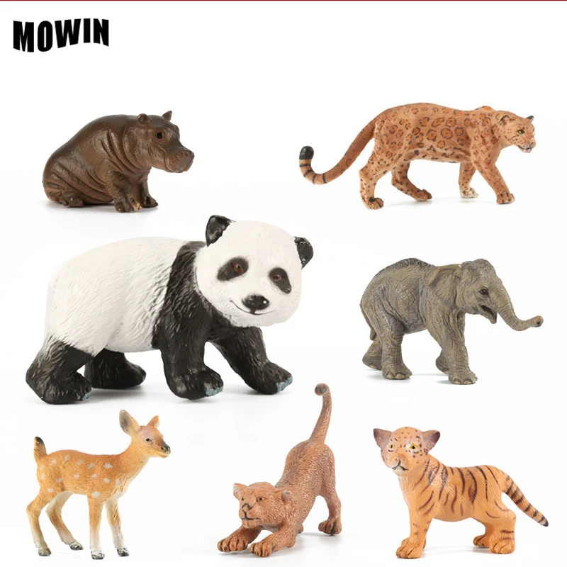 Mowin Wild Animal Model Figures Panda Tiger Elephant Model Collection ...