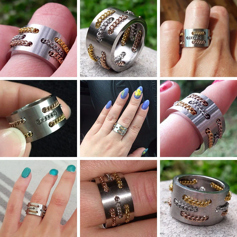 ROMAD Newest Design Bind Wedding Band Ring for Men Women Cool Jewelry ...