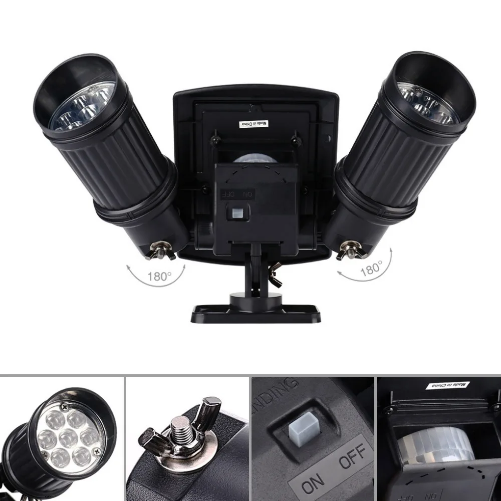 14 LED Outdoor Lighting Outdoor Induction Wall Light Solar Double Head ...