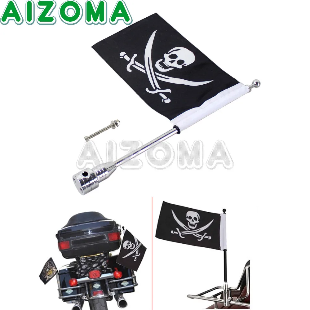 Poste de bandera de aluminio cromado para motocicleta, poste de bandera ...