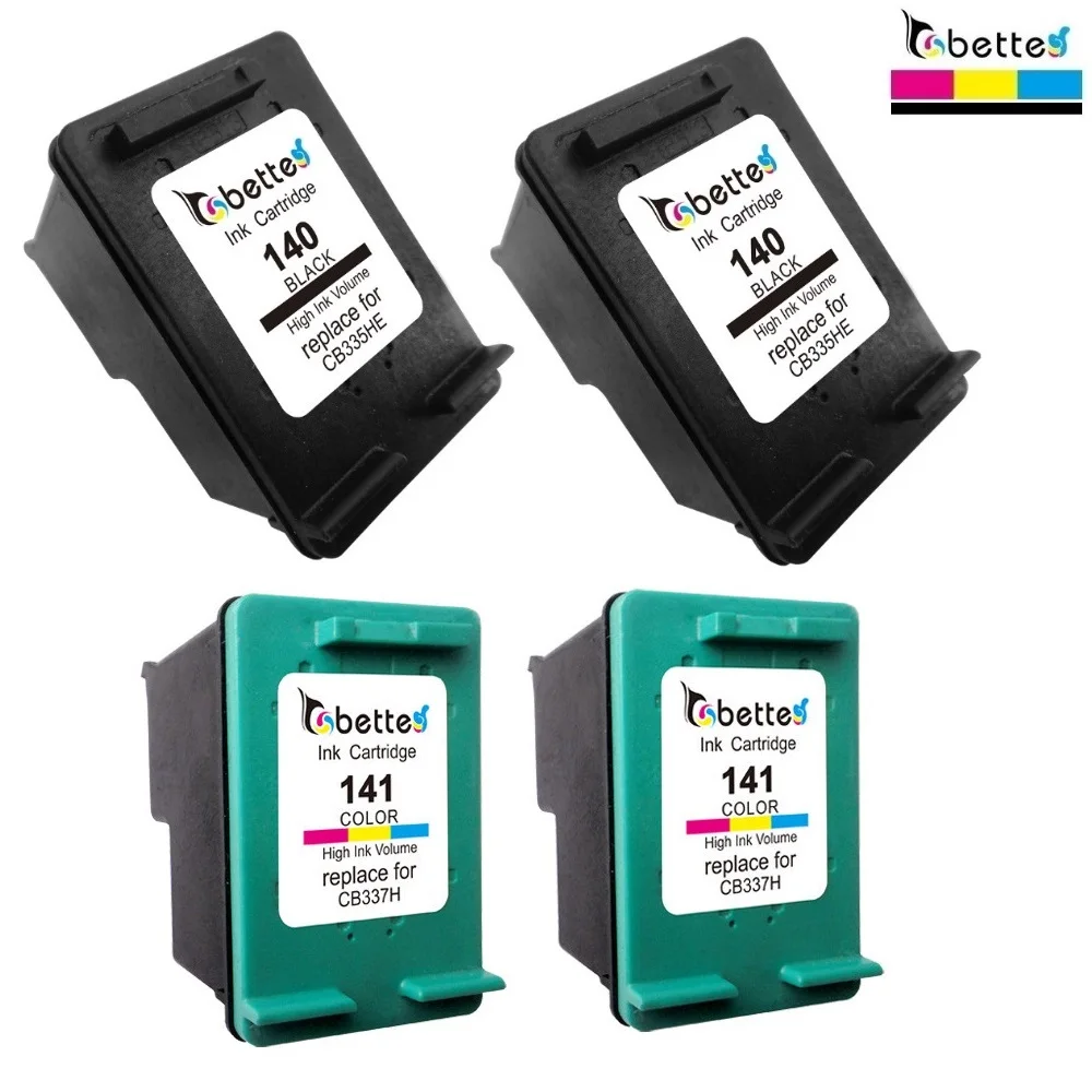 4PK,เบ็ตตีหมึกเปลี่ยนตลับหมึกสำหรับHP 140 141 Officejet J6405 J6410 ...
