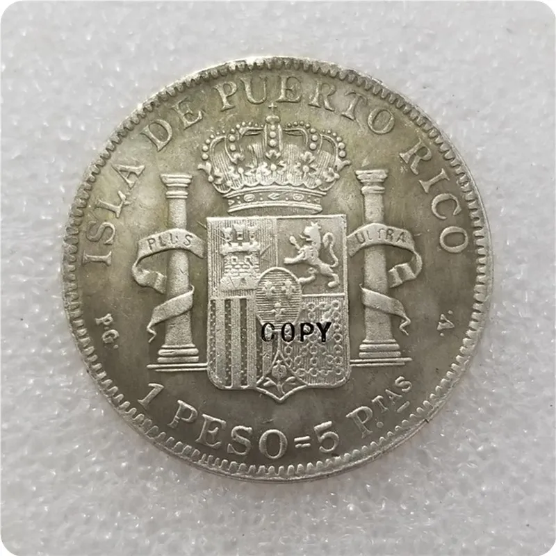 Réplica de PUERTO RICO 1895, moneda de copia de 1 PESO|Monedas sin ...