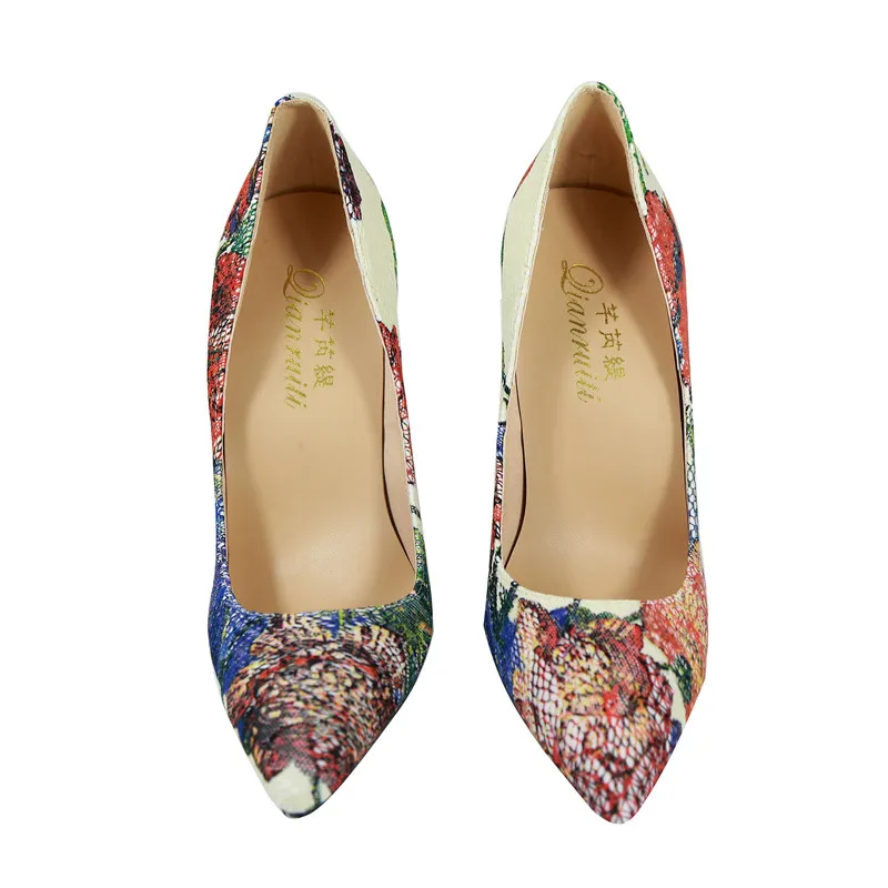 Qianruiti/весенне-летние разноцветные туфли на высоком каблуке с ...