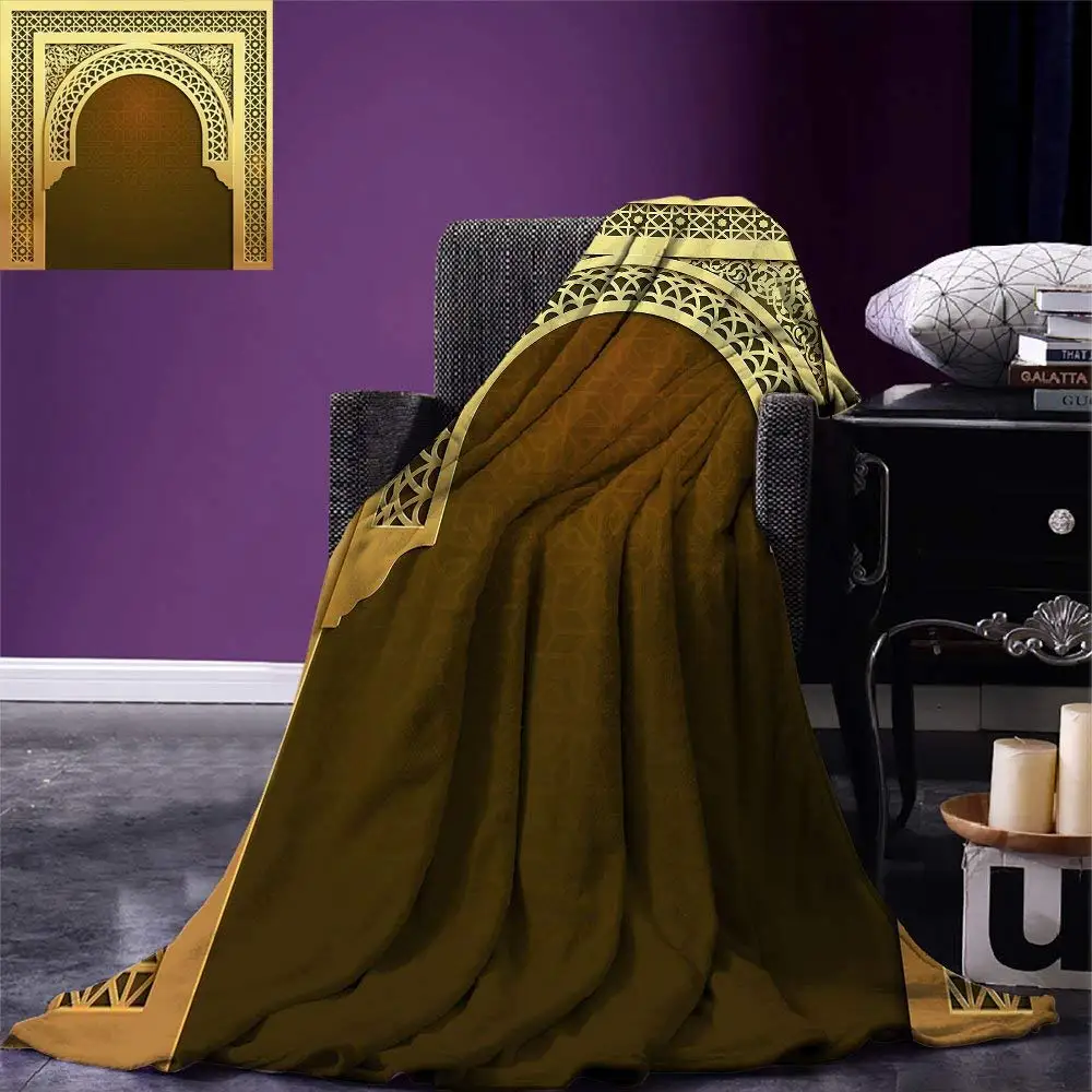 Moroccan Throw Blanket Middle Eastern Ramadan Greeting Scroll Arch ...