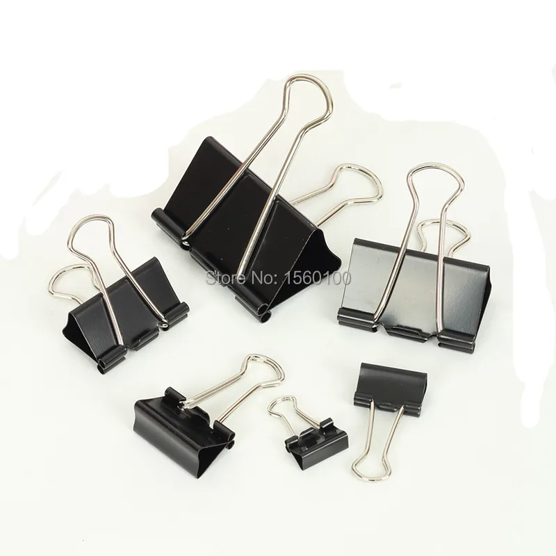 Free Shipping (48pcs/pack)25mm Black Binder Clip Stationery Metal Paper ...