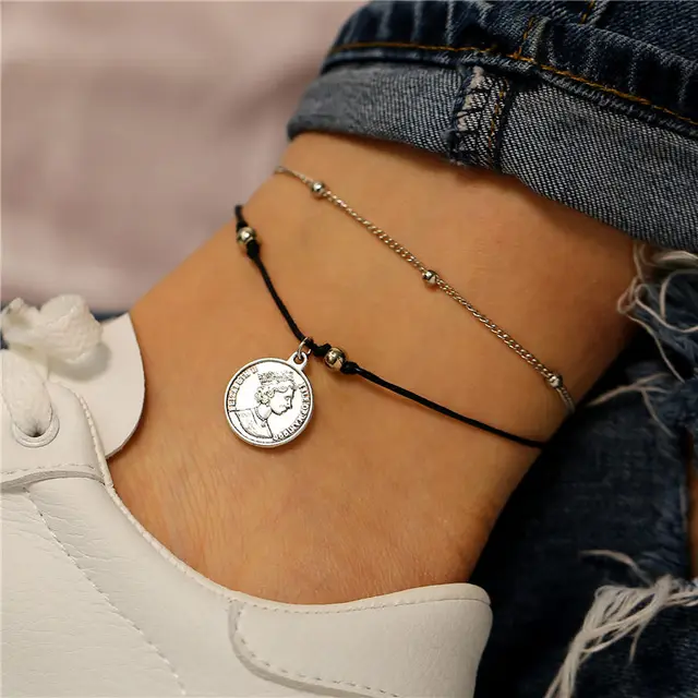 Ethnic Boho Silver Color Chain Beach Party Foot Anklet Jewelry | Muduh ...