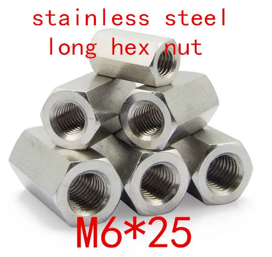 10pcs High Quality Stainless Steel M6*25 Extended Long Hex Nut-in Nuts ...