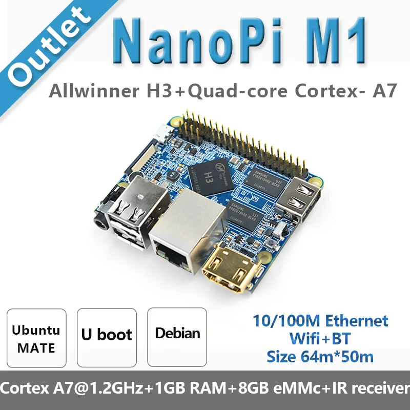 Placa de demostración NanoPi M1 plus Allwinner H3, de cuatro núcleos A7 ...