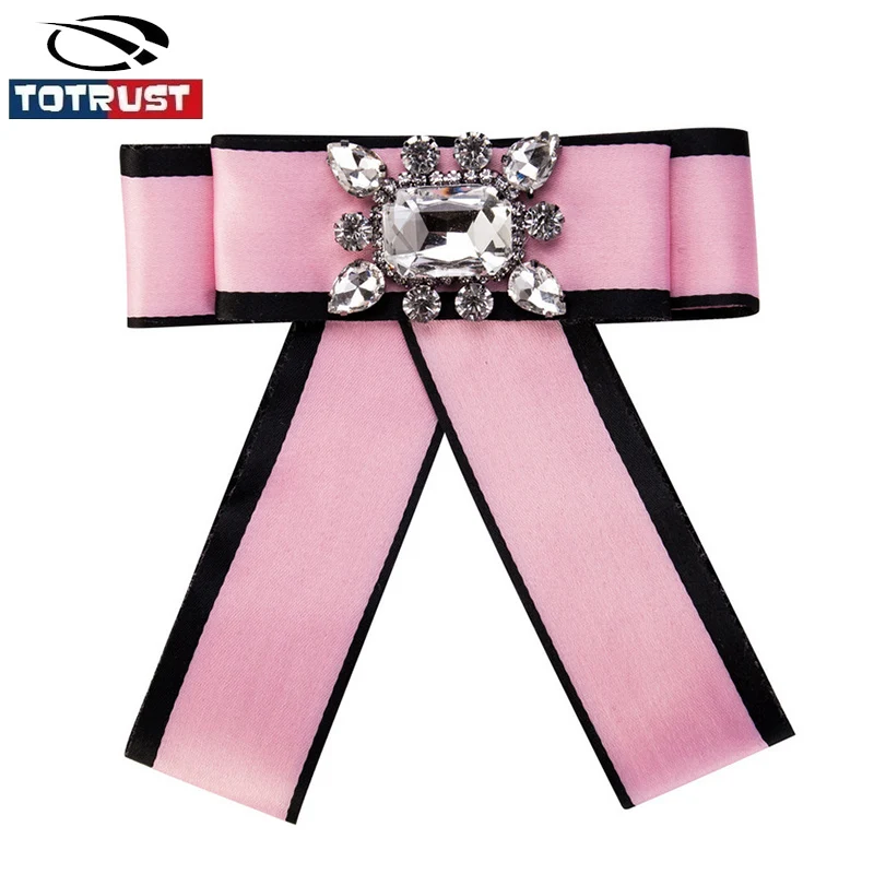 Pink Bowknot Necktie Women Bowties Girls Diamond Neck Tie for Female ...