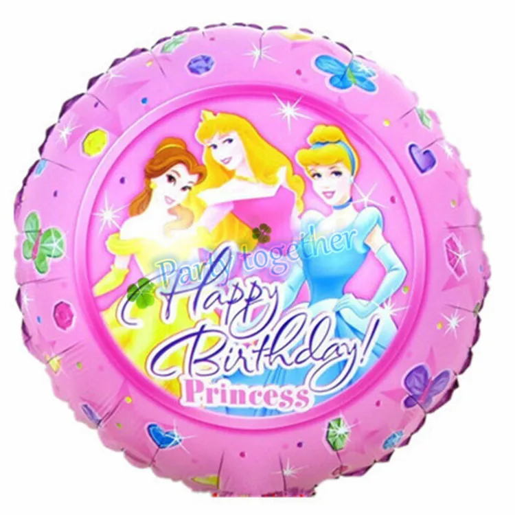 Lucky 50pcslot 18inch Cartoon Three Princess Balloon Aluminium Foil Balloons Birthday Princess