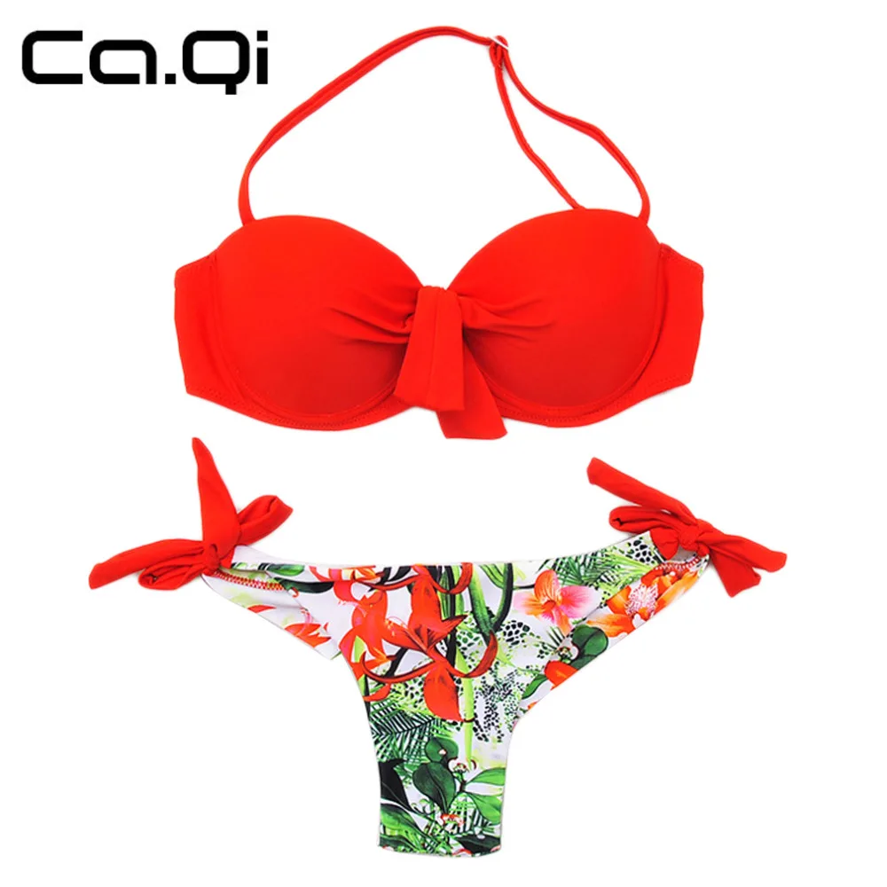 Buy Ca Qi Push Up Bikini Woman Solid Color Bikinis Set