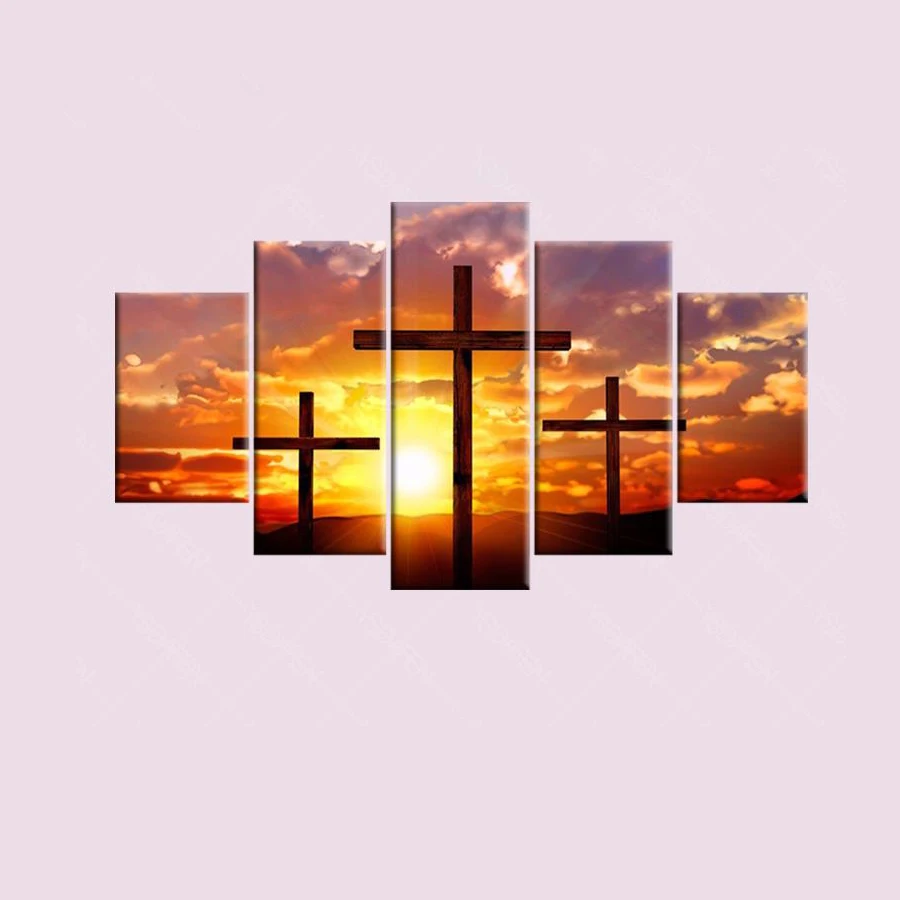 5 Pieces Christian Cross Canvas Painting Poster Prints home decor wall ...