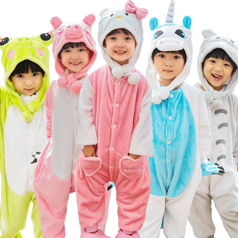 Winter girl boy children's pajamas baby onesie kids pajama set animal ...