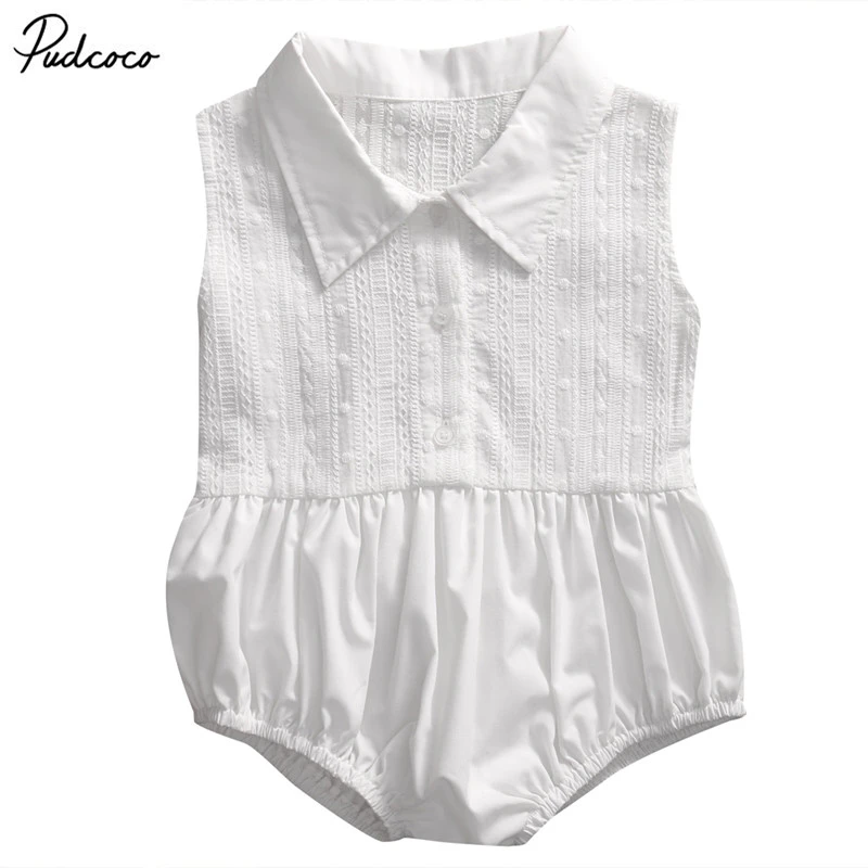 Baby Girl Clothes Cute Infant White Lace Romper Toddler Kids Turn Down ...