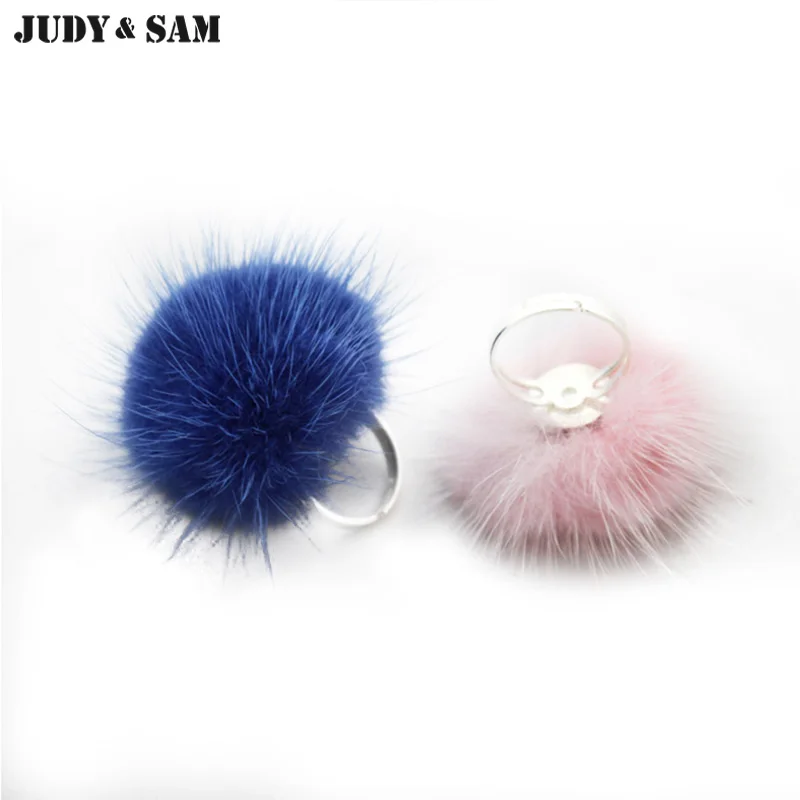 2017 Fashion Fur Jewelry Mink Fur Pompom Women Adjustable Size Silver ...