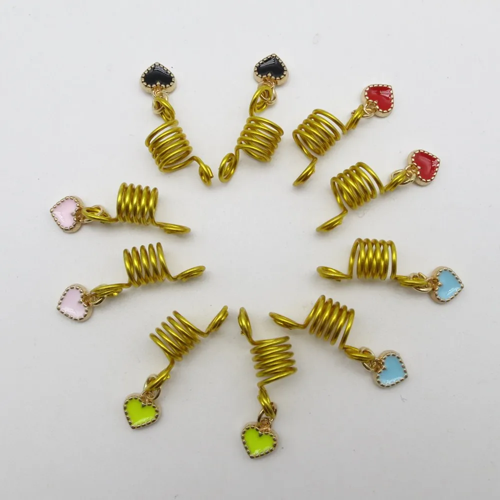 10Pcs/pack Gold spiral wire wrapped hair braid dread dreadlock beads ...