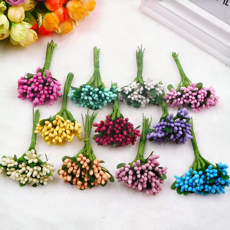 12 PCS (9 cm/a bunch of artificial mini berries bouquets of flowers ...