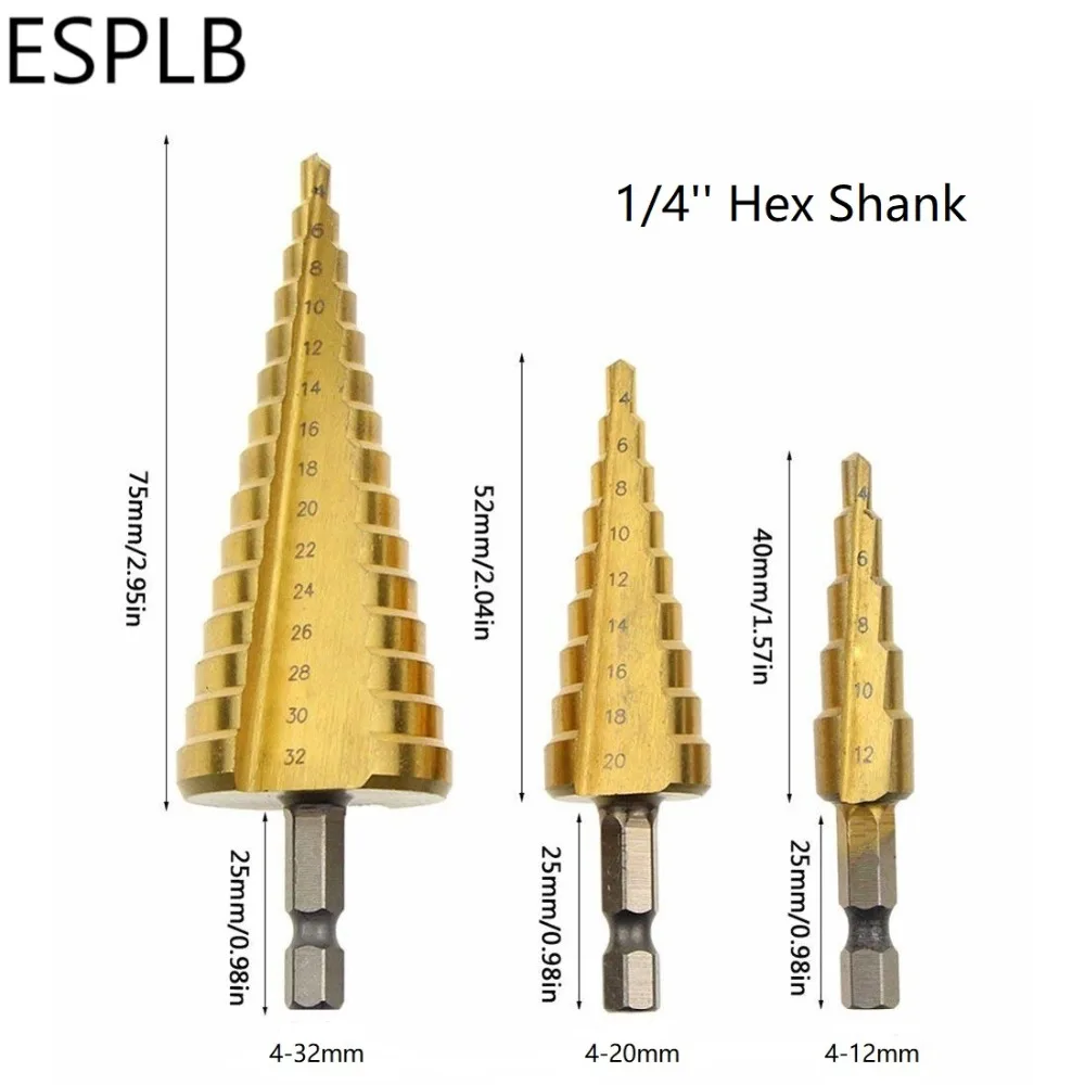 3pcs-Drill-Bit-Set-HSS-Steel-4-12-20-32mm-Metric-Spiral-Flute-The ...