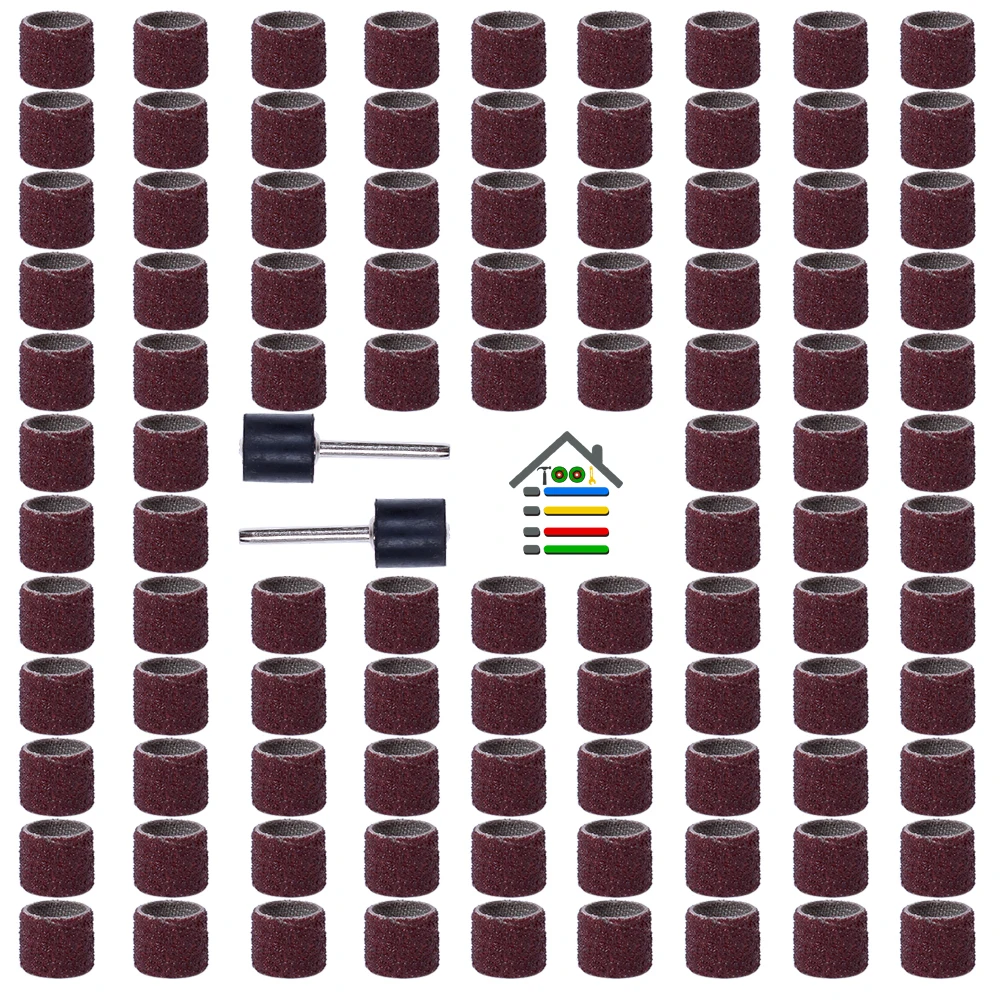 100pcs Sanding Sand Sandpaper Sleeves Band 1/2" (12.7mm) Woodcarving ...