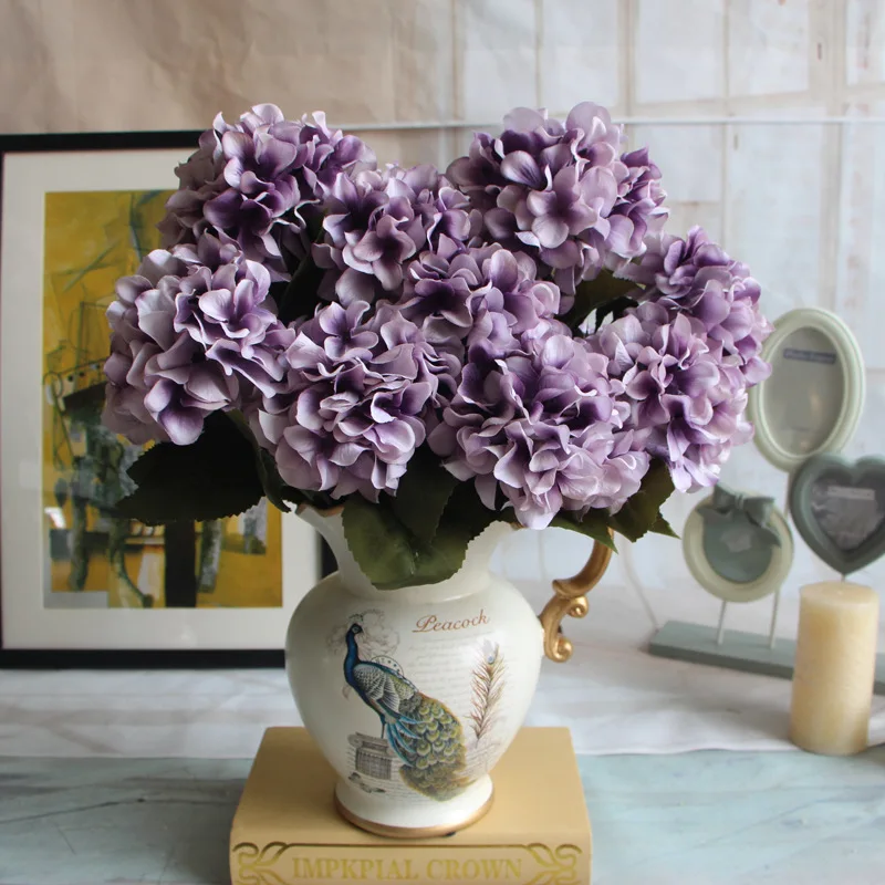 6pcs new 7 fork beam Hydrangea 6 color European high grade flowers ...