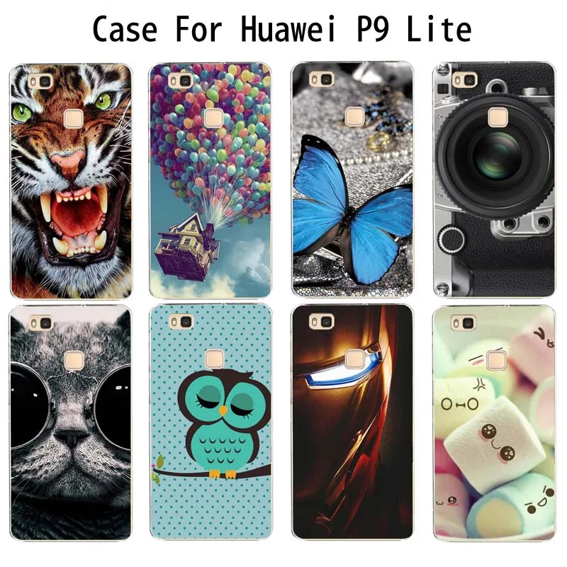 For Huawei P9 Lite Cover Case Tiger Panda Butterfly Owl Cat Camera ...