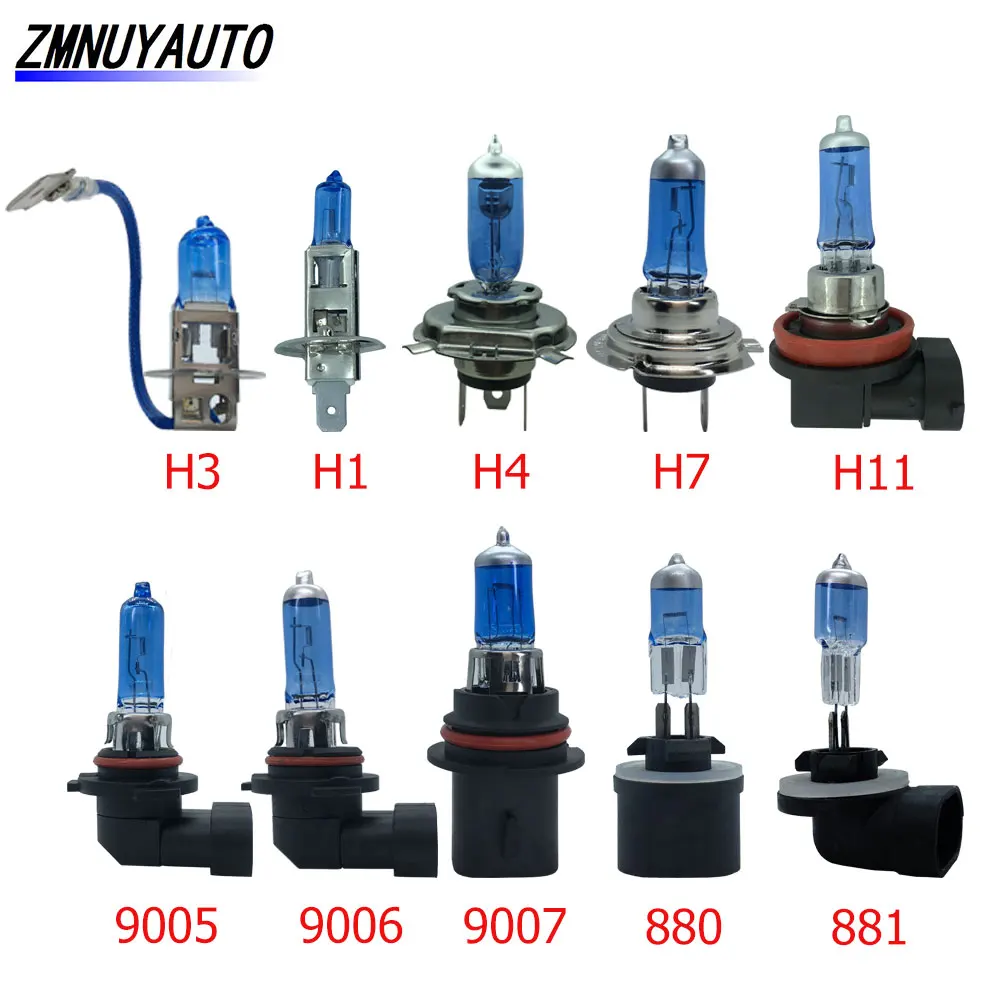 2PCS Car Halogen Bulb H1 H3 H4 H7 H11 9005 HB3 9006 HB4 55W 100W 880 881 27W12V Super Bright ...